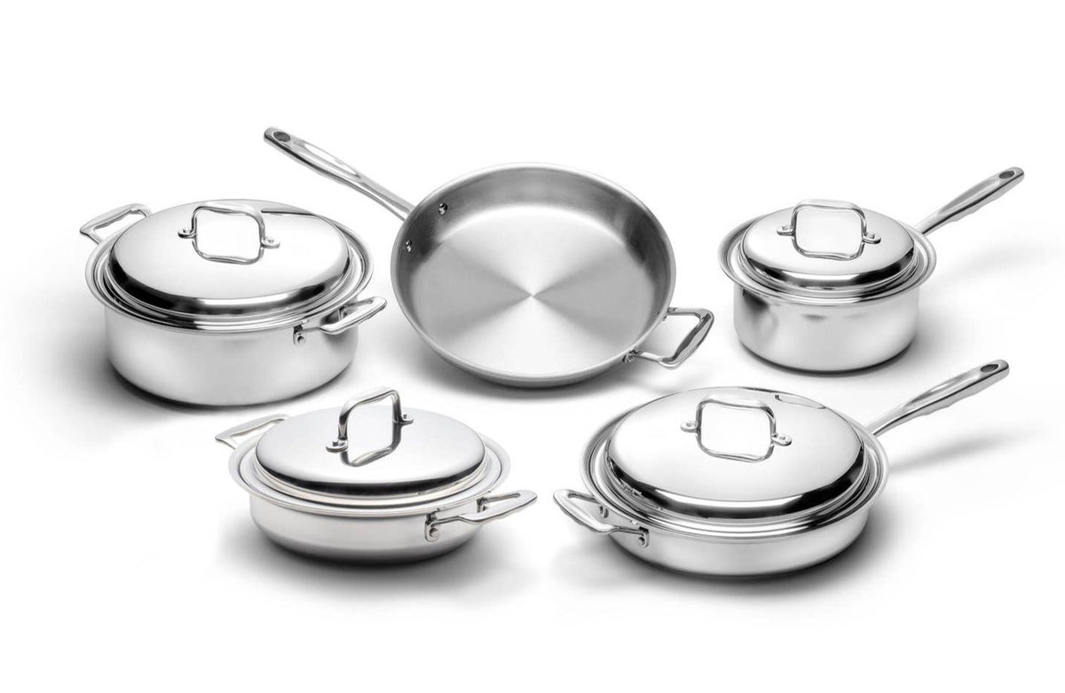 360 Cookware 9 Piece Stainless Steel USA Made Cookware Set – Natural ...