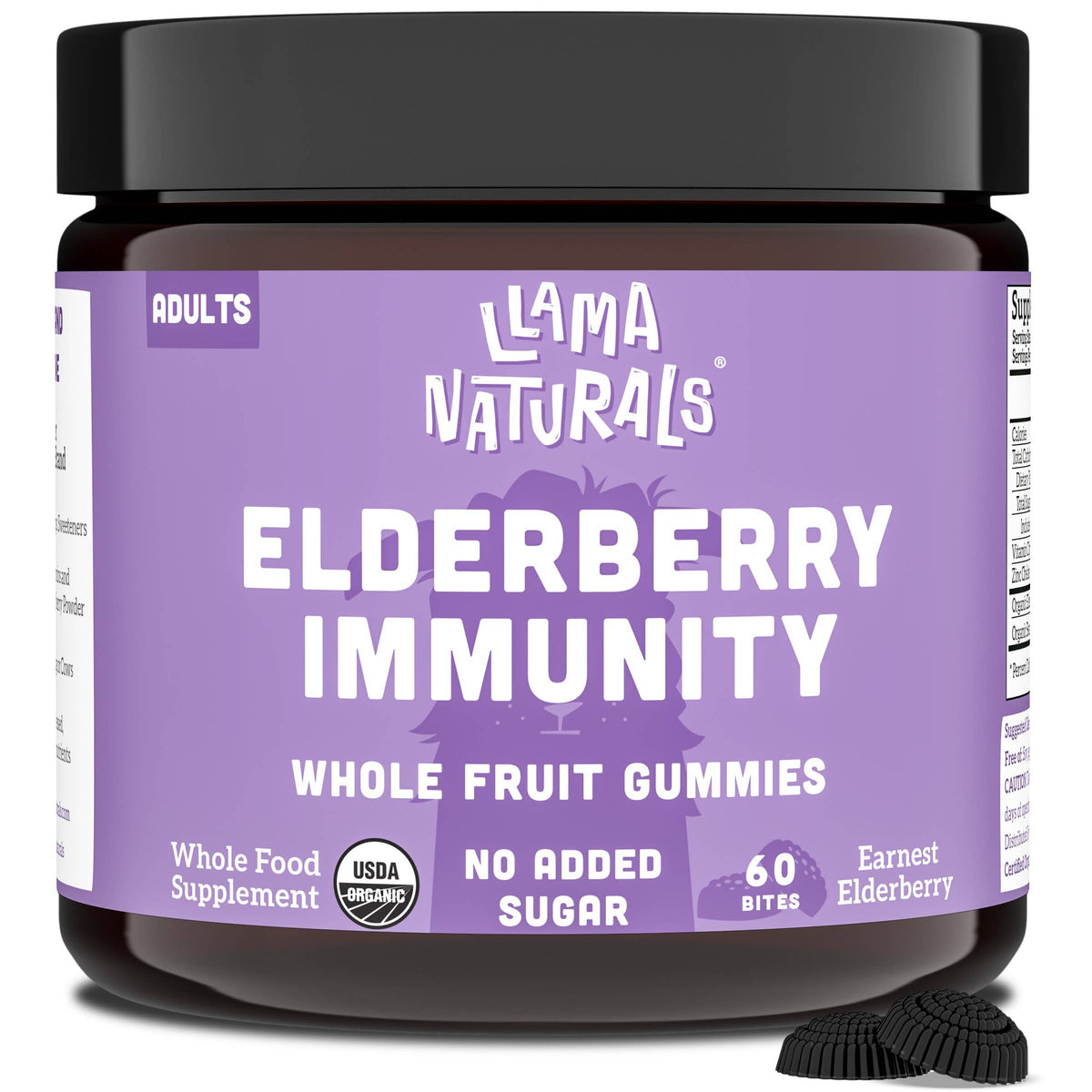 Llama Naturals - Organic Adult Whole Fruit Elderberry Gummies – Natural ...